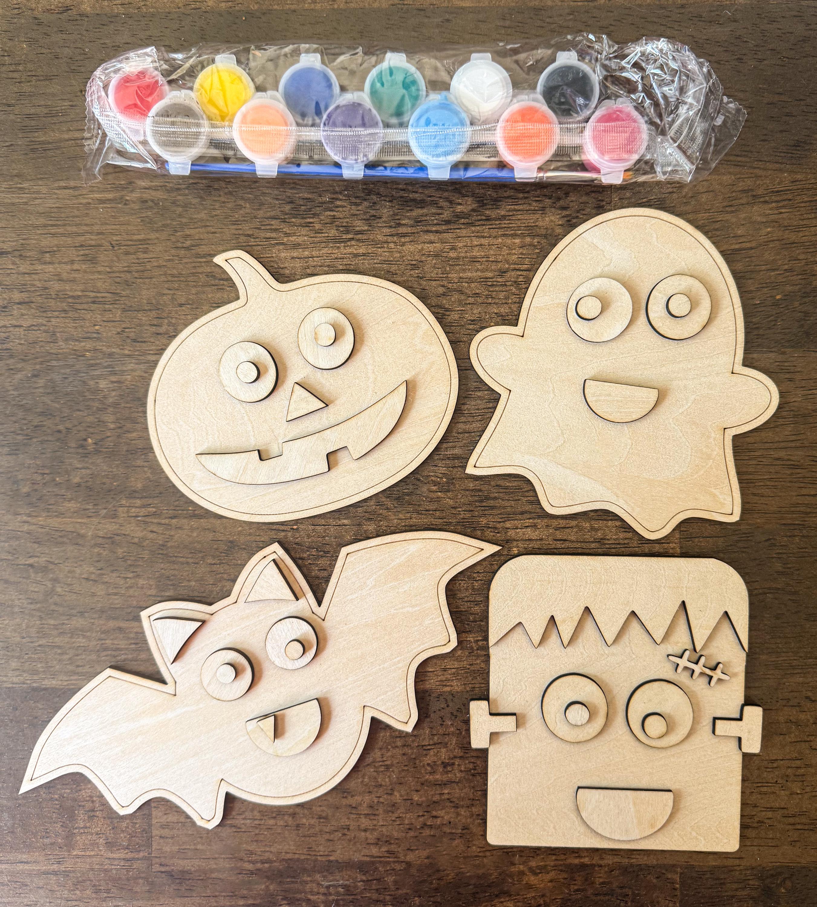 Halloween Paint Kit: DIY Bat, Ghost, Frankenstein & Pumpkin Craft ...